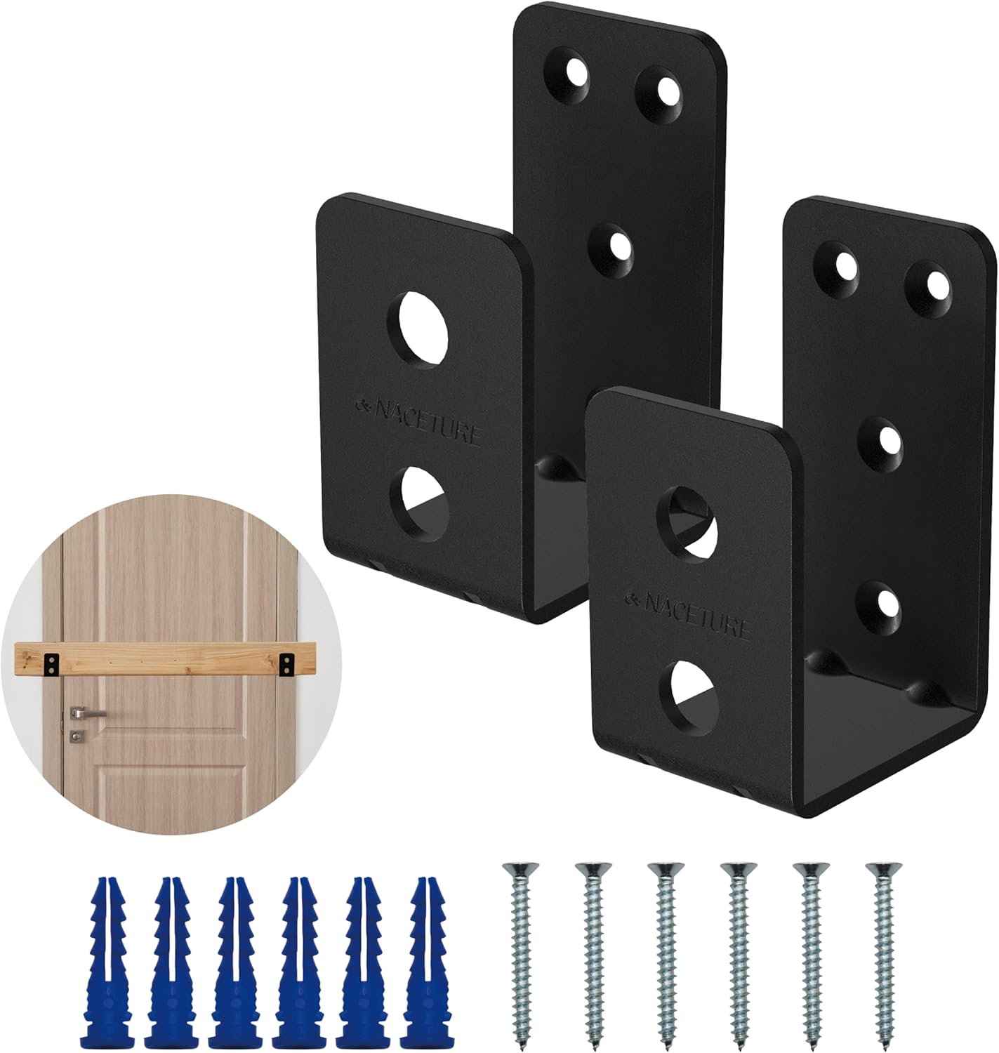 Amazon.com: 2 Pack Black Door Barricade Brackets – Heavy Duty 2x4 U ...
