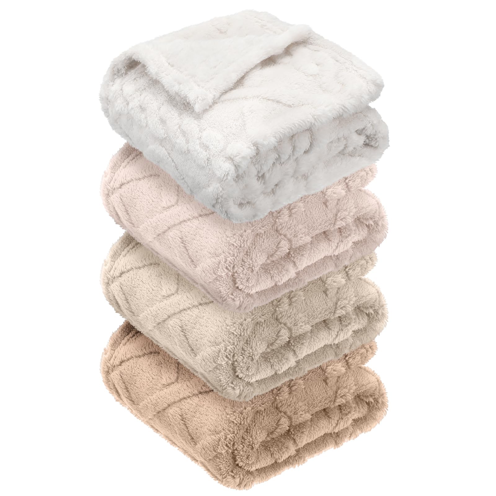 Amazon.com: VitalCozy 4 Pcs Fleece Baby Blanket 30" x 40" 3D Fluffy ...