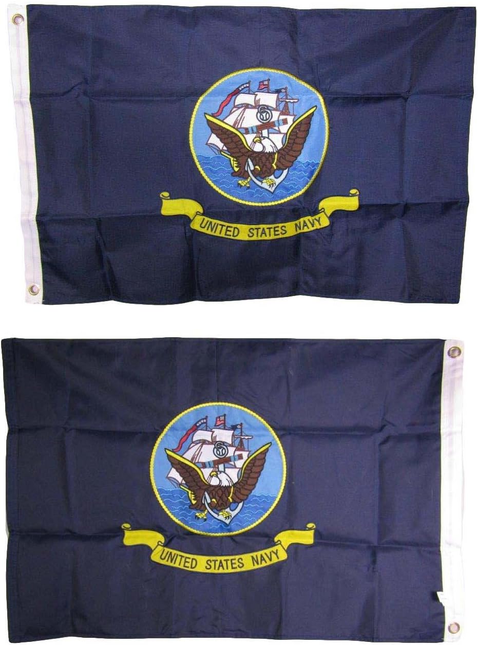 Amazon.com : RIKOME Double Sided US Emblem Navy Flag 3x5 Outdoor Heavy ...