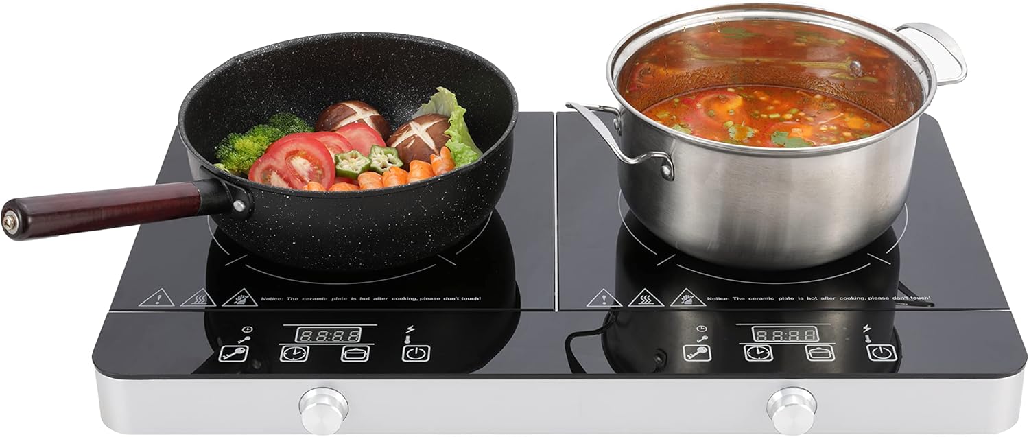 Amazon.com: Weceleh Portable Double Dual Induction Cooktop 2 Burner ...