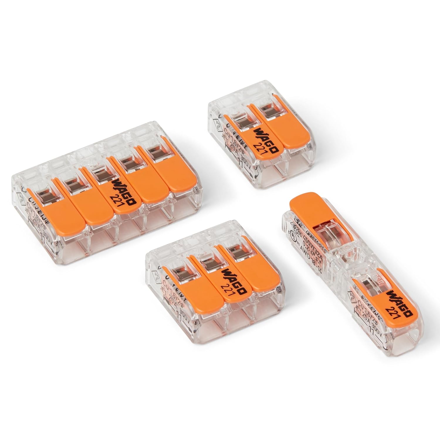 35x WAGO 221 Connectors (10x 221-2411,10x 221-412, 10x 221-413, 5x 221 ...