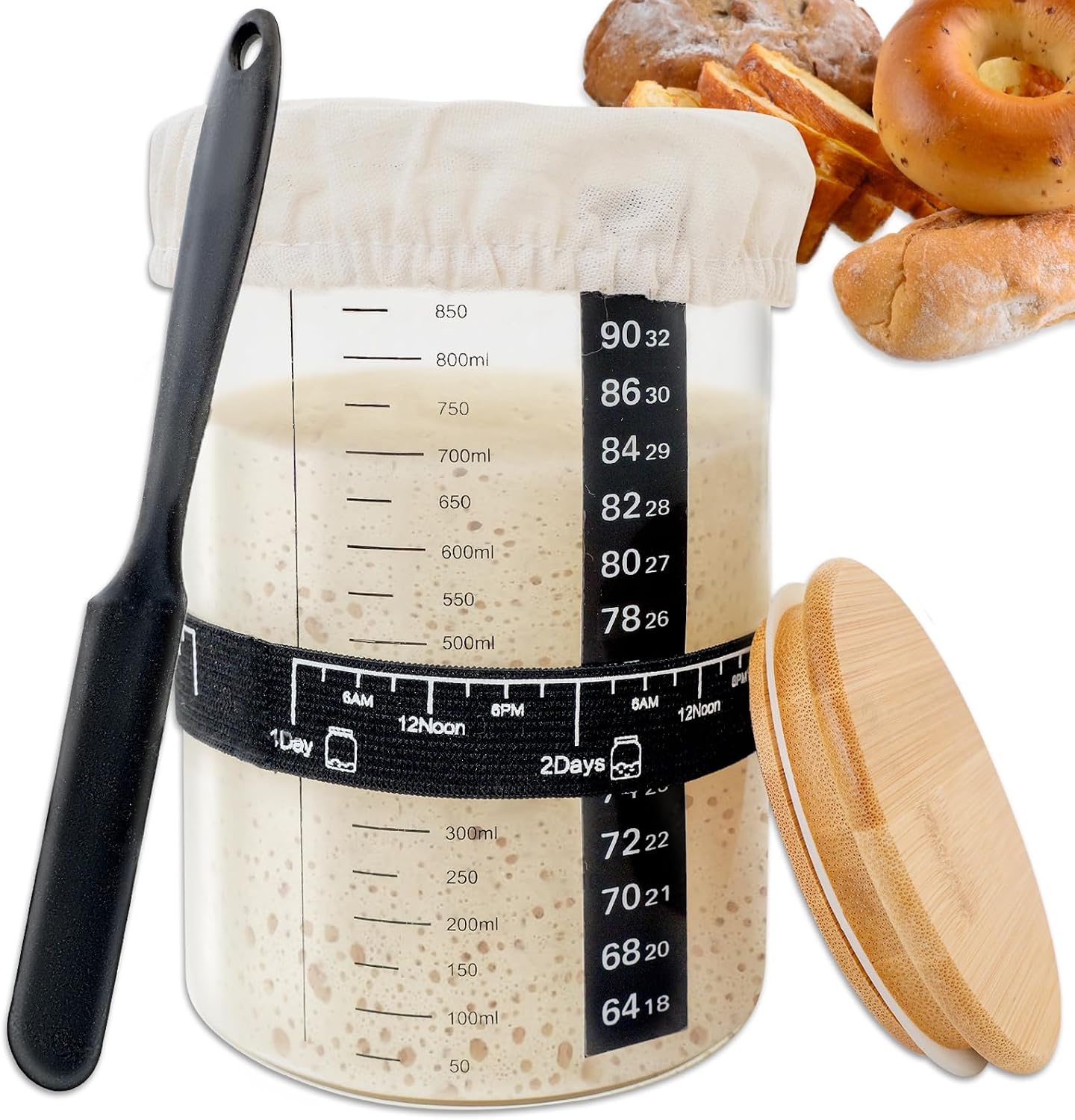 Amazon.com: GNYRWOJH Sourdough Starter Jar Kit with Date Marked Feeding ...