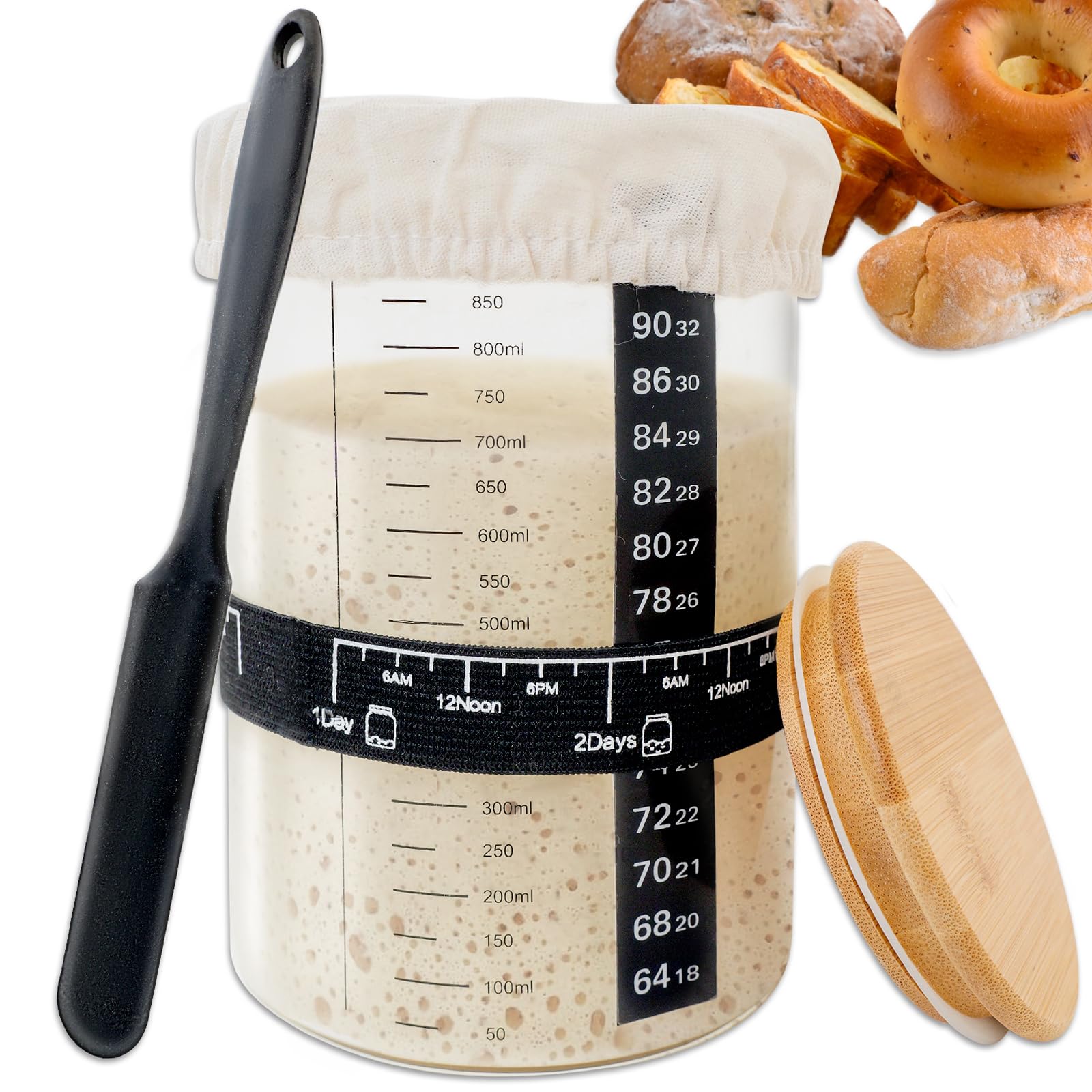 Amazon.com: GNYRWOJH Sourdough Starter Jar Kit with Date Marked Feeding ...