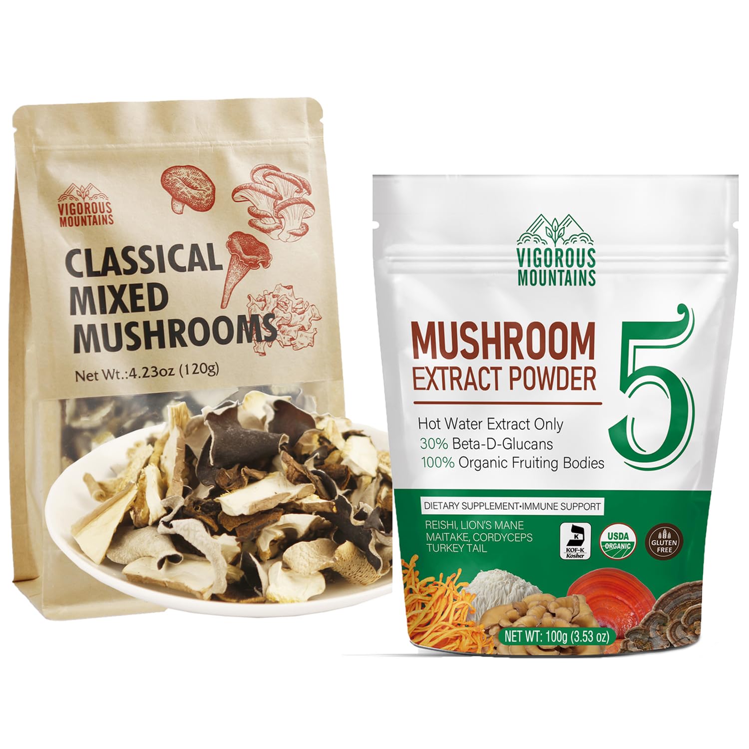 Amazon.com: VIGOROUS MOUNTAINS Dried Mixed Mushrooms Blend and Mushroom ...