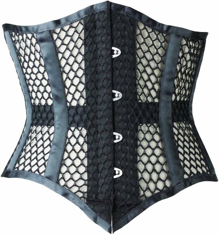 Amazon.com: Black Mesh Net Gothic Steampunk Basque Waist Training ...