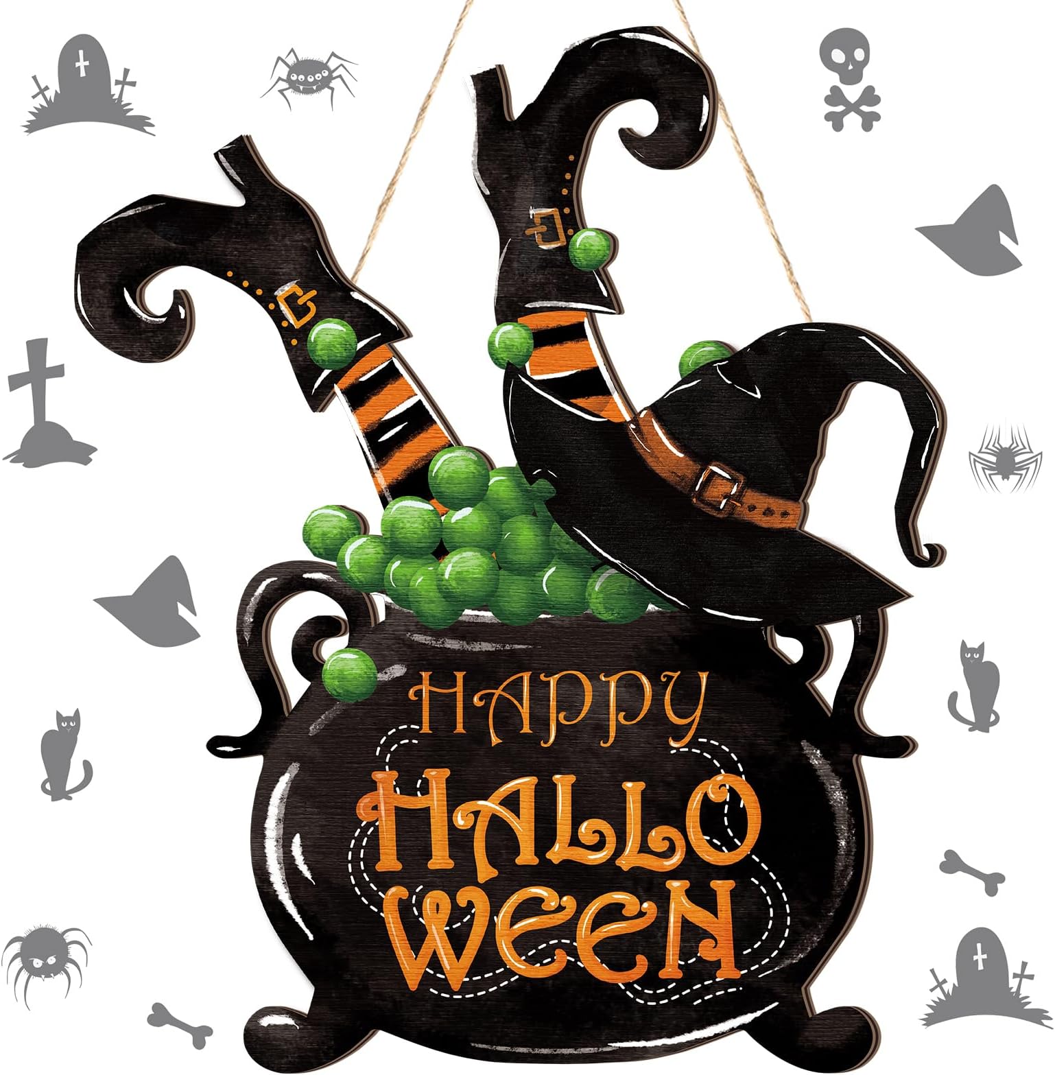 Amazon.com: BBTO Halloween Door Sign Halloween Witch Door Decorations ...