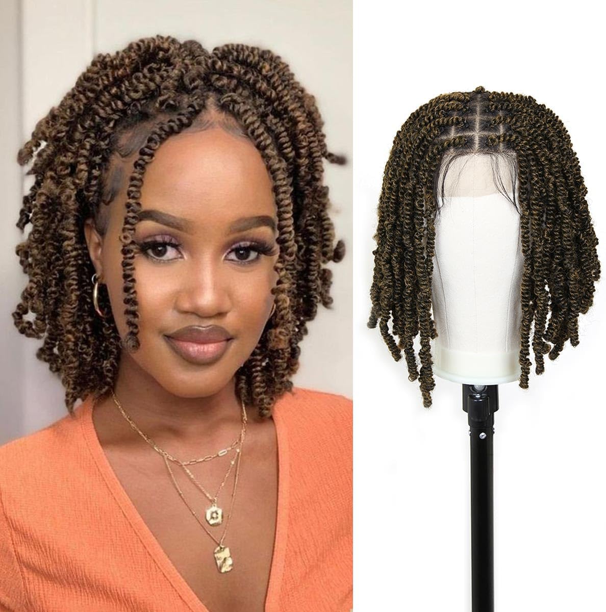 Amazon.com : 12" Spring Twist Wig Knotless Embroidery Full Lace Passion ...