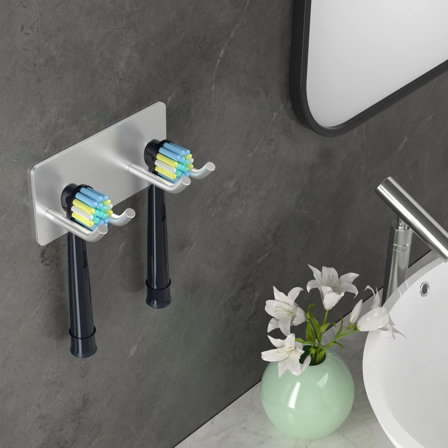 YYBO Toothbrush Holder Wall Mounted, Stainless Steel Toothbrush Head ...