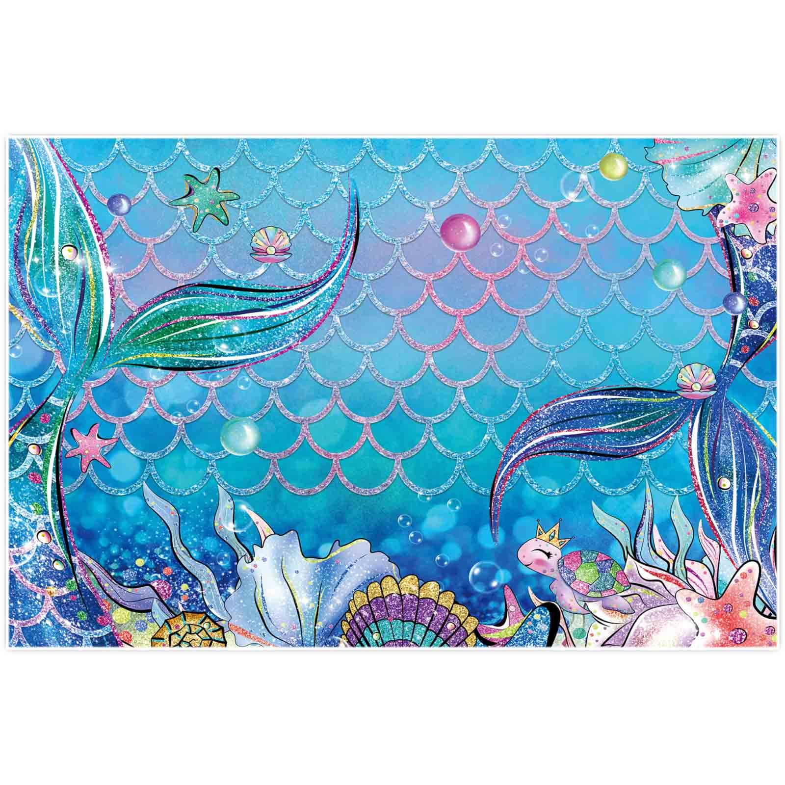 Funnytree 68 X 45 Mermaid Scales Birthday Backdrop Under The Sea ...