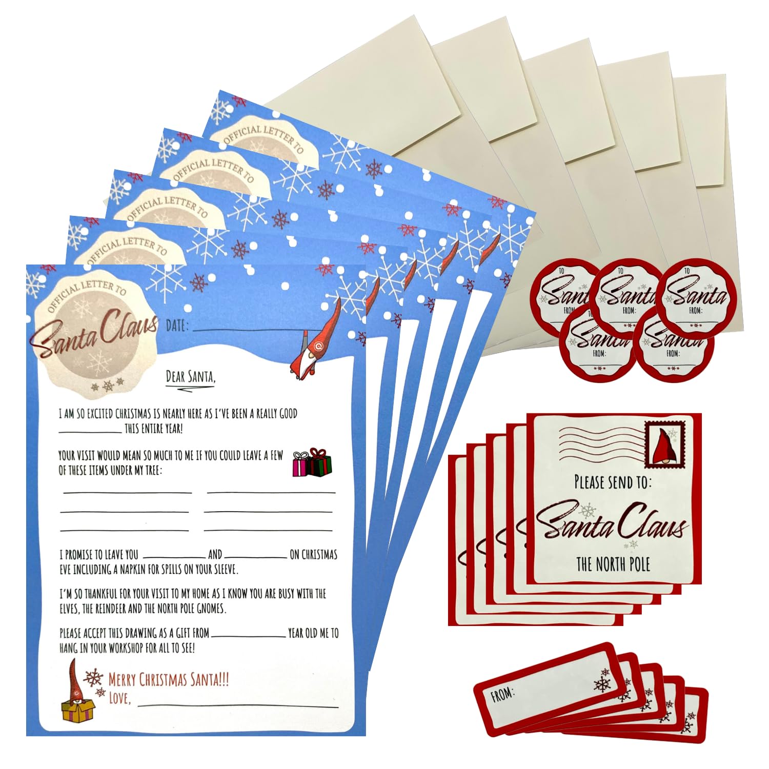 Amazon.com : North Pole Letters Official Letters to Santa Kit for Kids ...