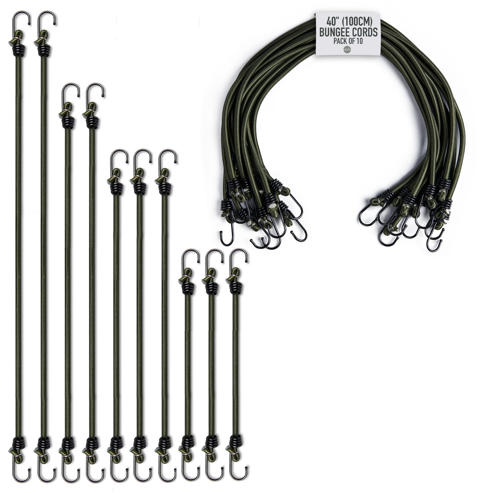 Pluvios - 40" (100cm) and 18" (45cm) Bungee Cords with Hooks Heavy Duty ...