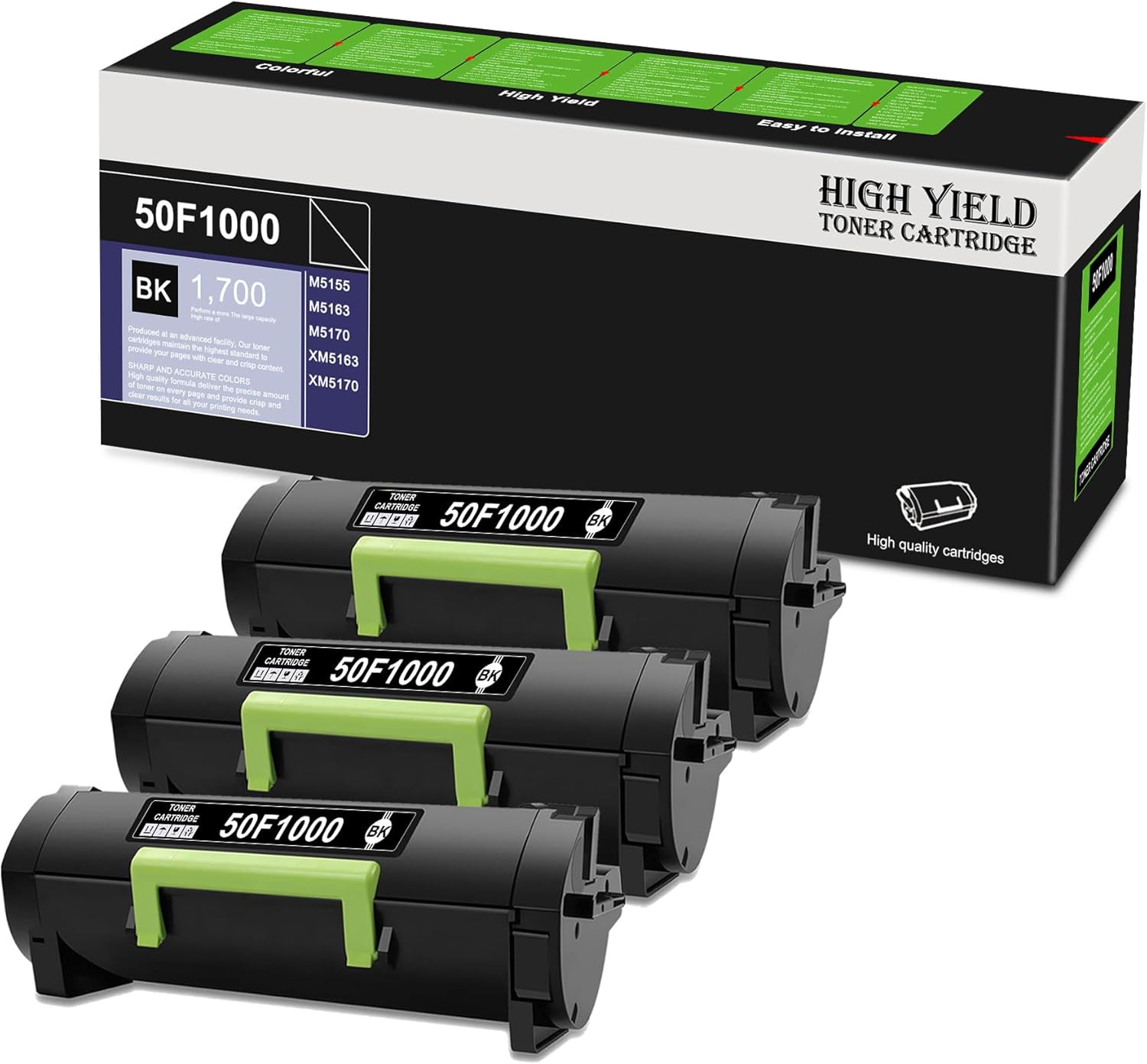 Amazon.com: SLIKIA 501 (50F1000) Black Toner Cartridge, Compatible 3 ...