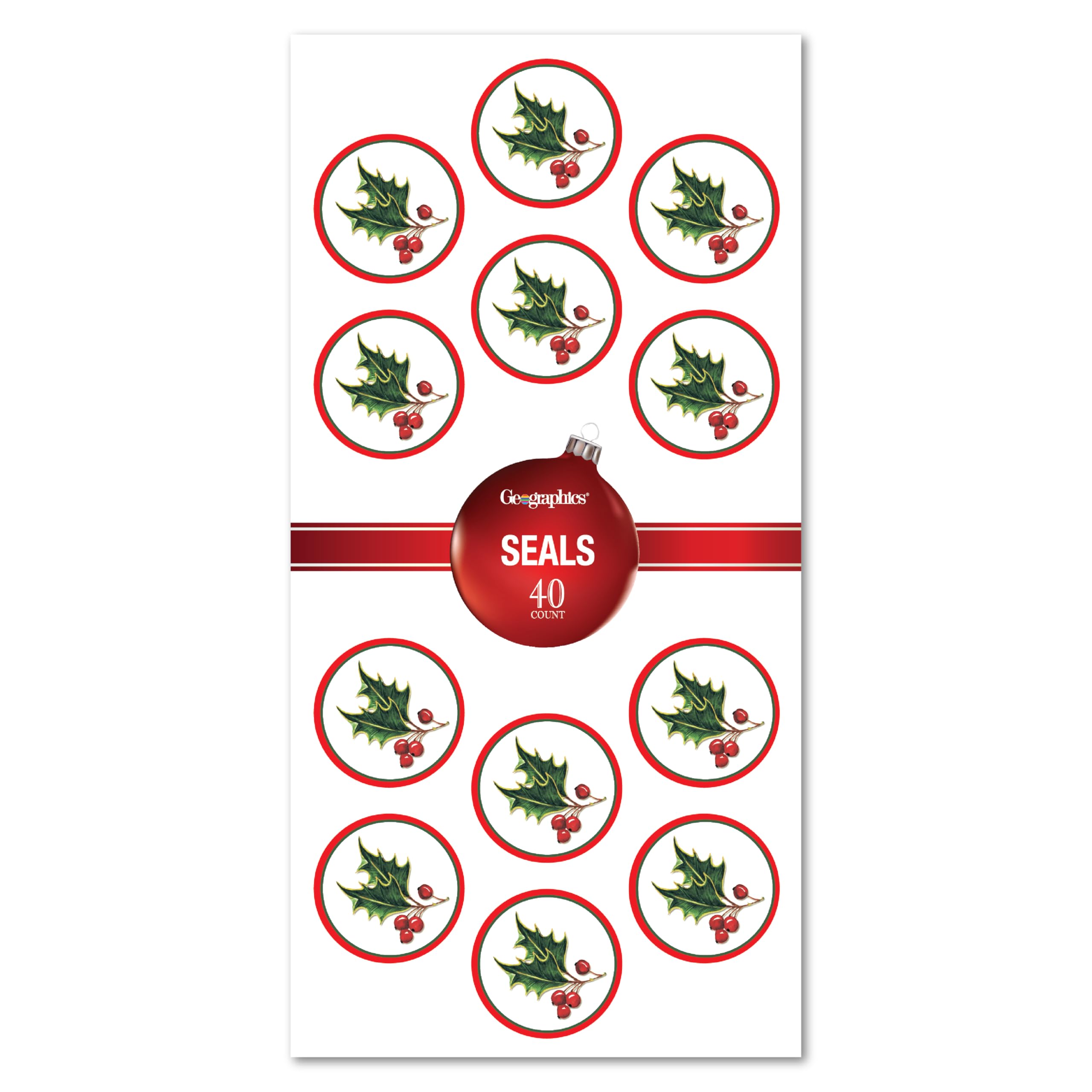 Snapklik.com : Geographics Holly & Ivy Holiday Seals 40 Count 1.25 ...