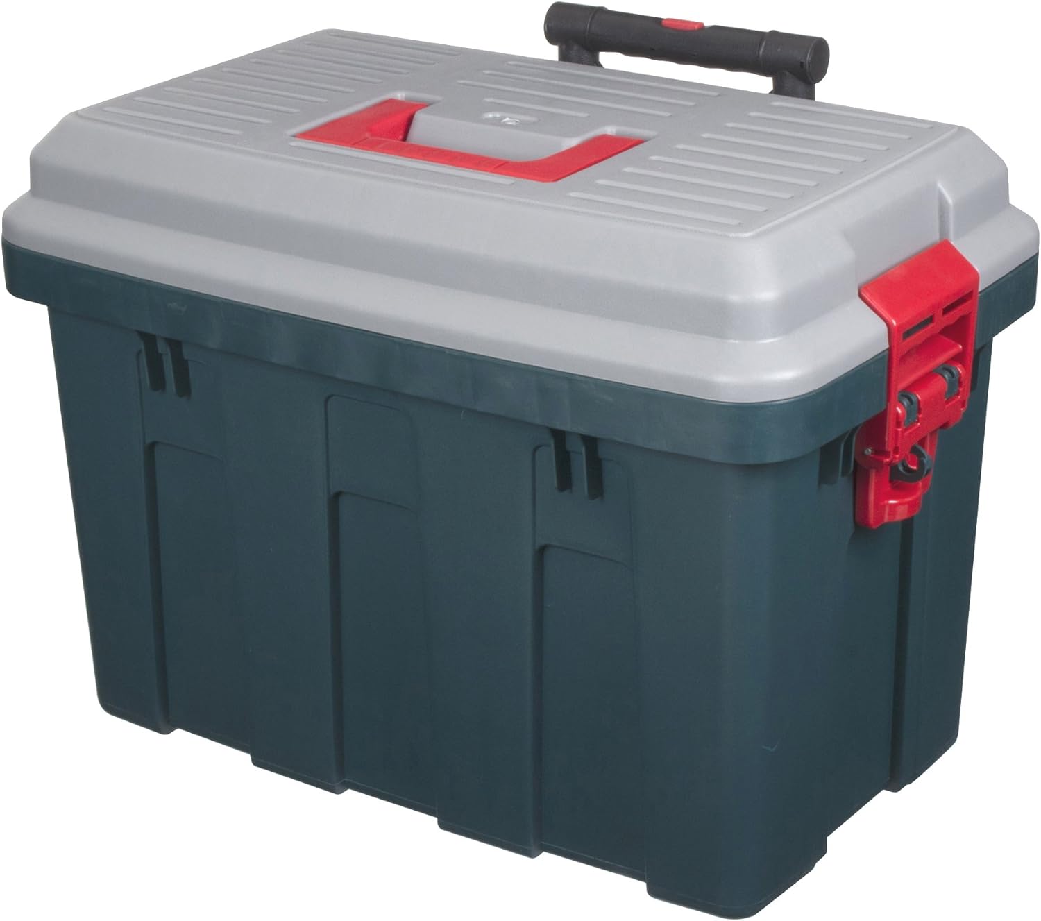 IRIS Large Rectangular Plastic Flip Top Solid Storage Trunk w/ Wheels ...