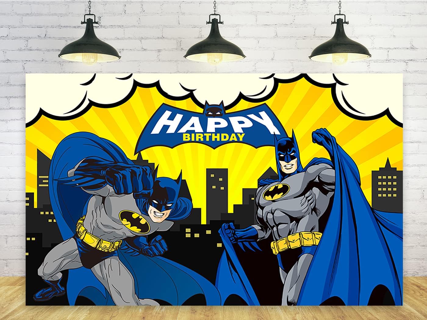 Amazon.com : Bat Hero Backdrop for Birthday Party Decorations Blue Bat ...