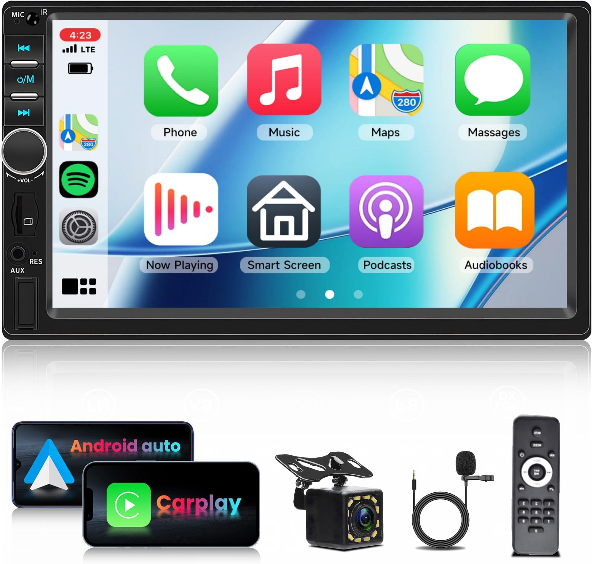 Double Din Car Stereo Carplay Android Auto, Rimoody 7 Inch 2 Din HD ...