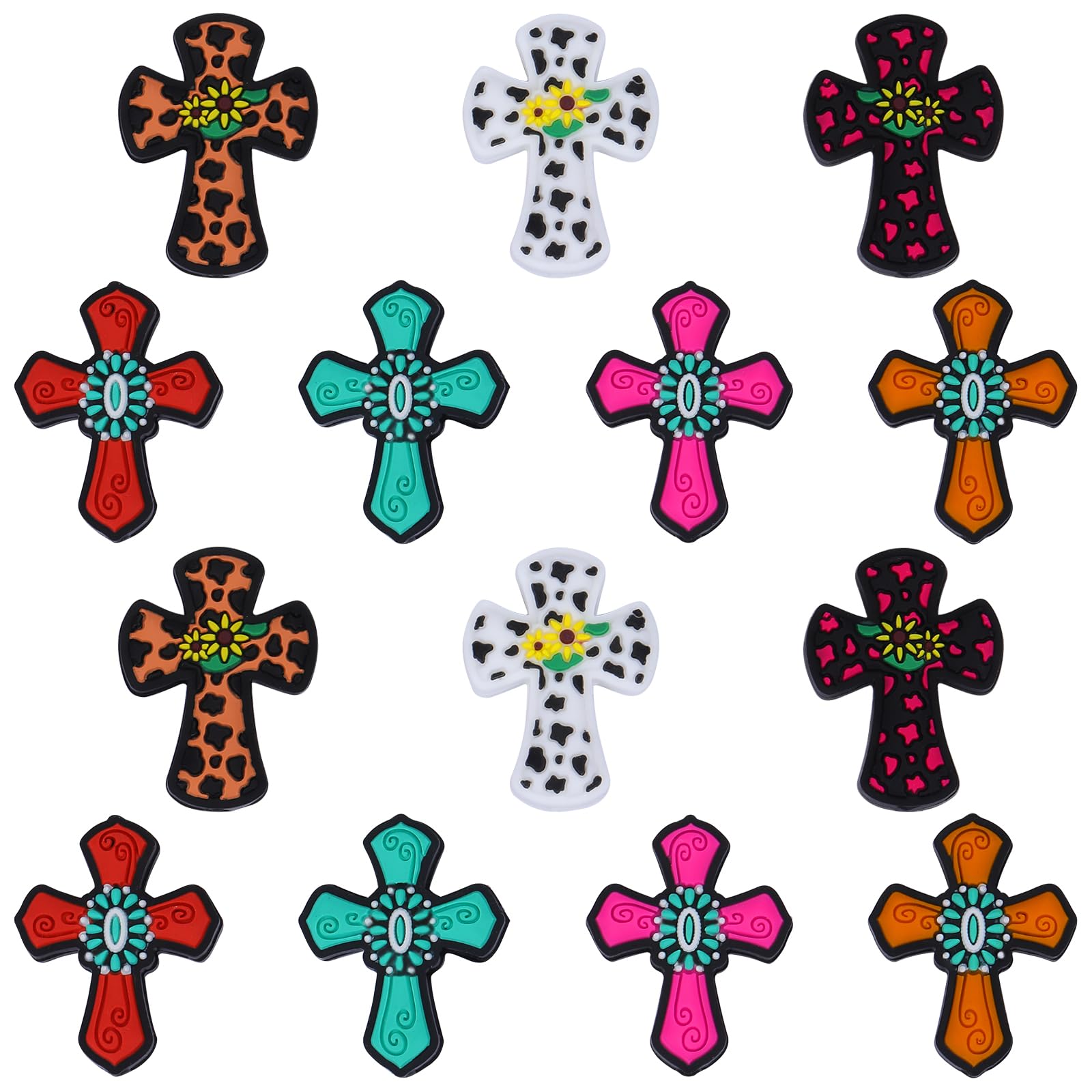 Amazon.com: WEWAYSMILE 14 pcs Cross Focal Beads Silicone Cross Beads ...