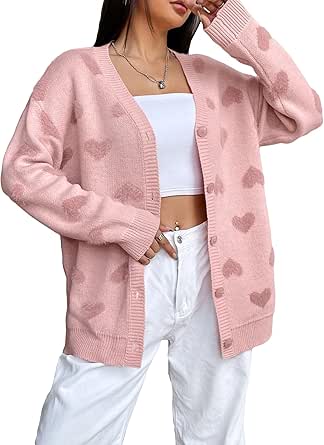 MakeMeChic - Suéter de punto con estampado gráfico y botones para mujer ...