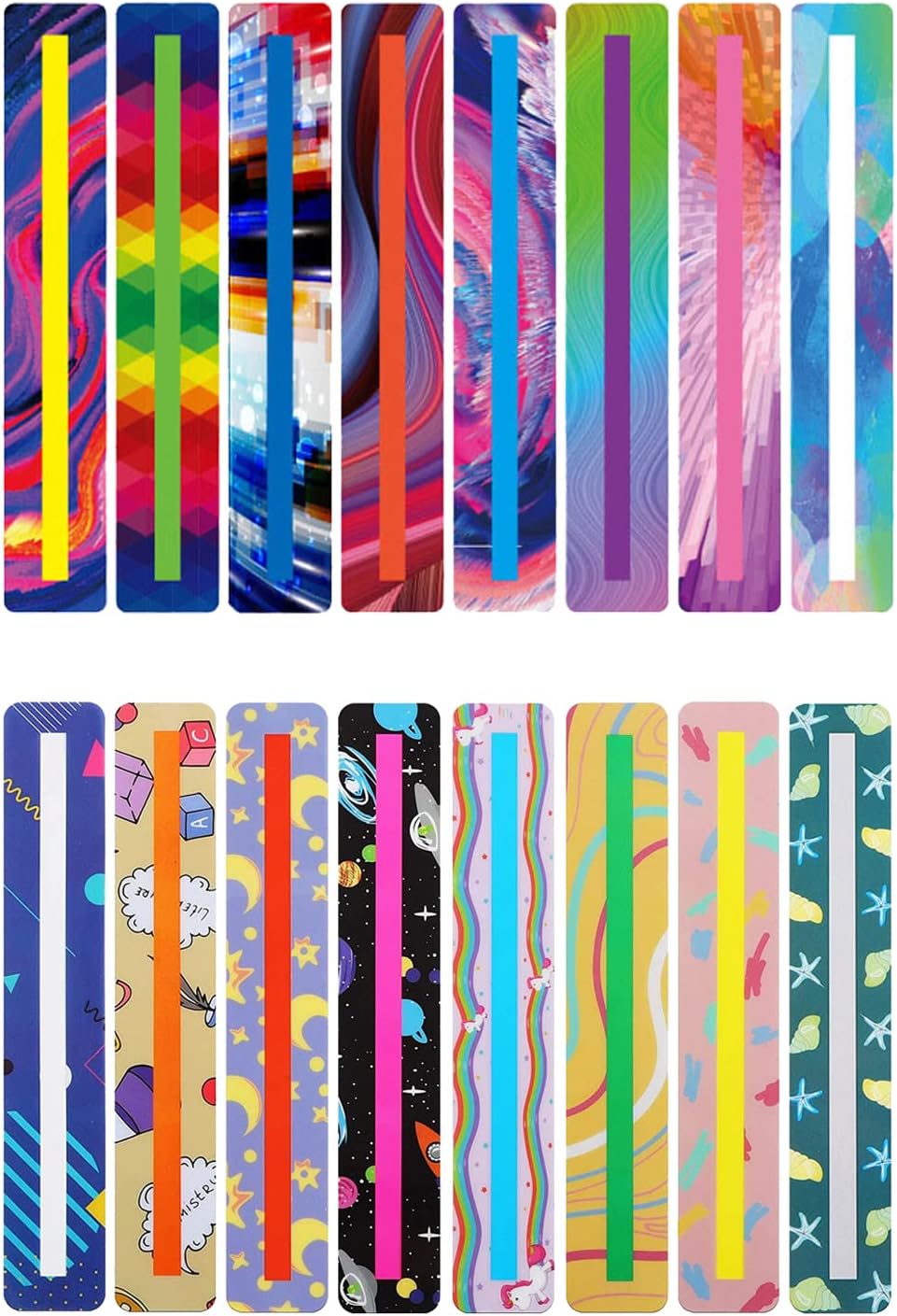 16 Pcs Guided Reading Highlight Strips Dyslexia Overlays Aids for ...