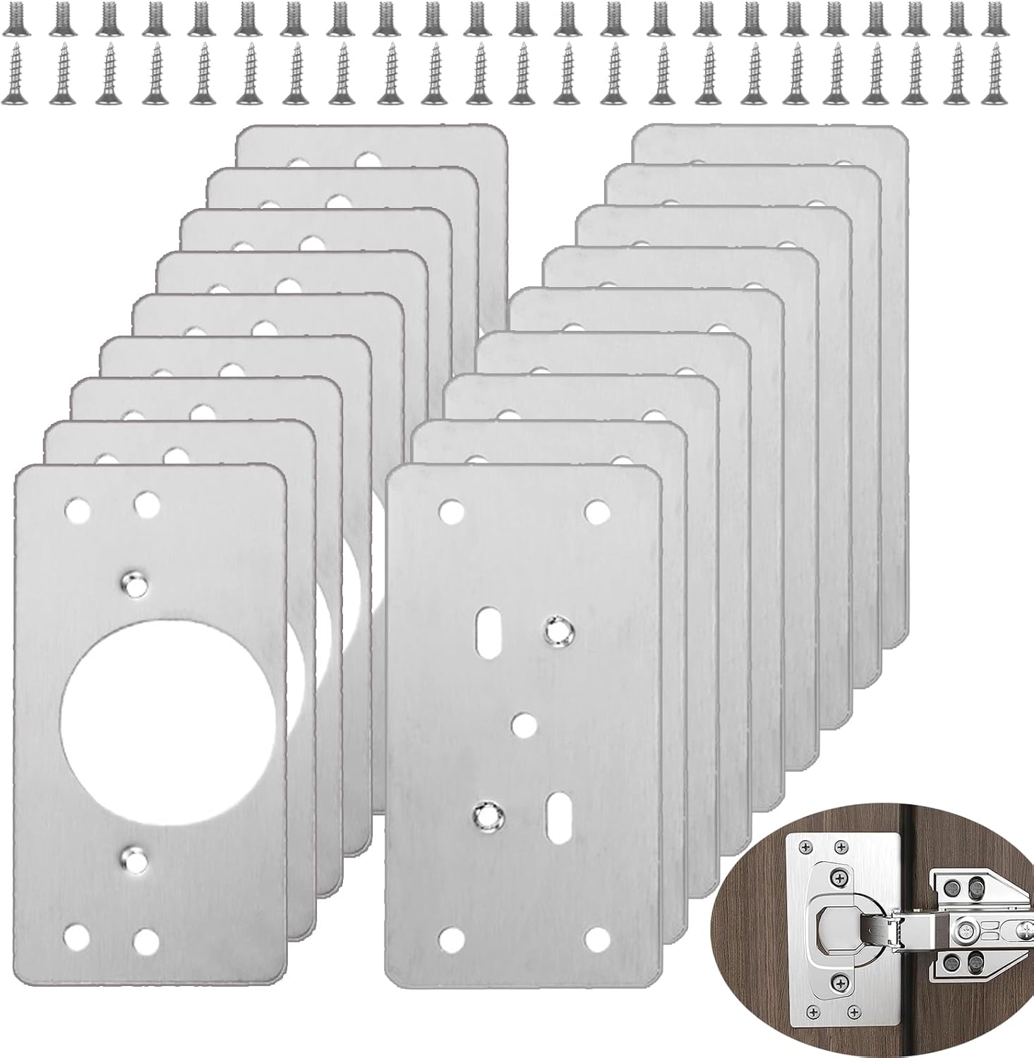DAJAVE 24 Pcs Hinge Repair Plate, Kitchen Door Cabinet Hinge Repair ...