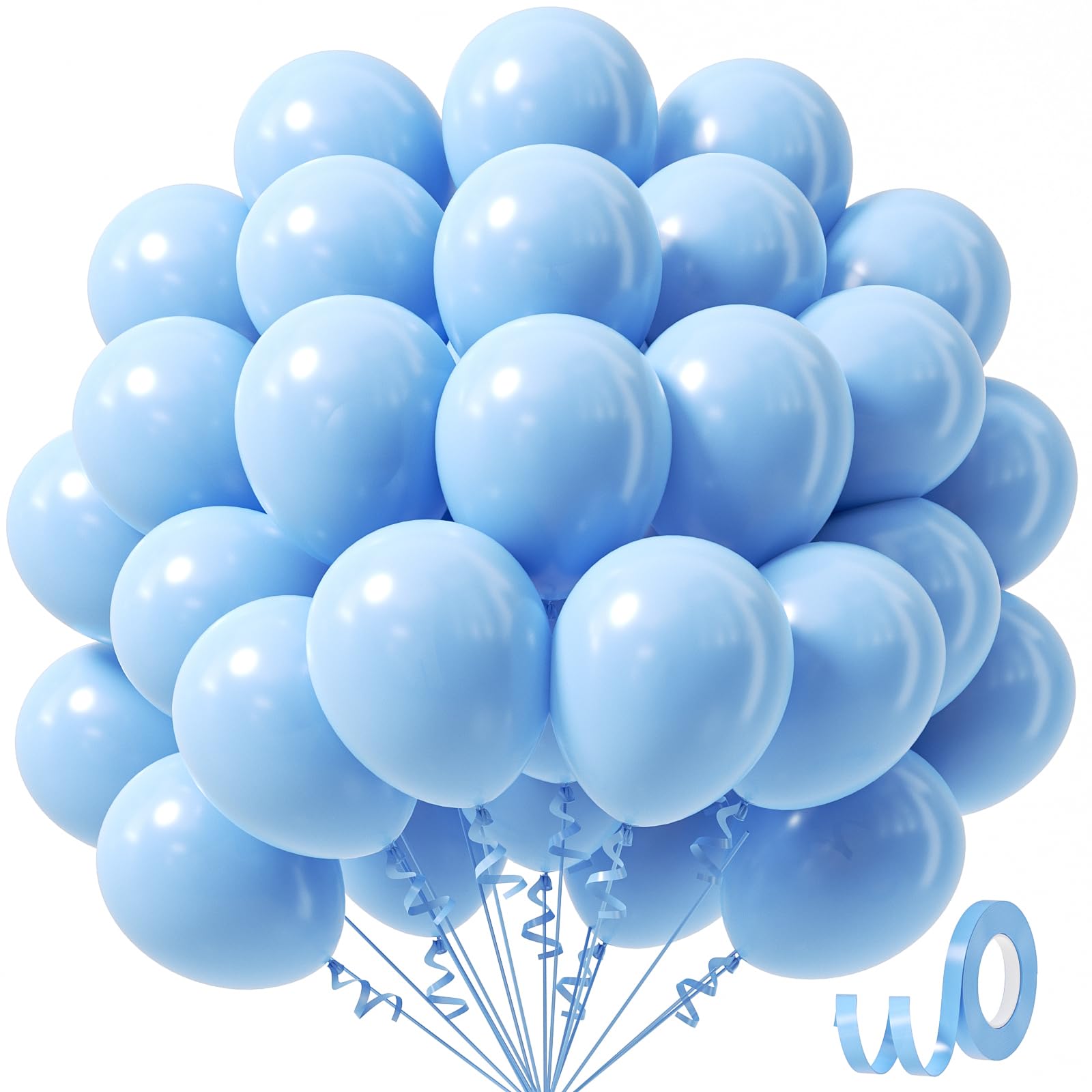 Amazon.com: Awenztech Light Blue Balloons 12 inch, Pastel Blue Latex ...
