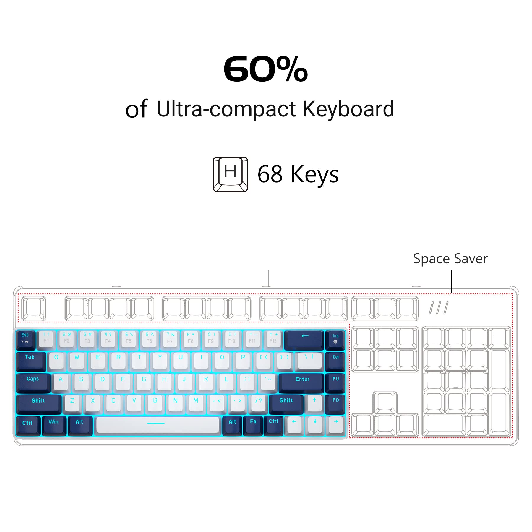 Snapklik.com : MageGee Portable 60% Mechanical Gaming Keyboard, MK-Box ...