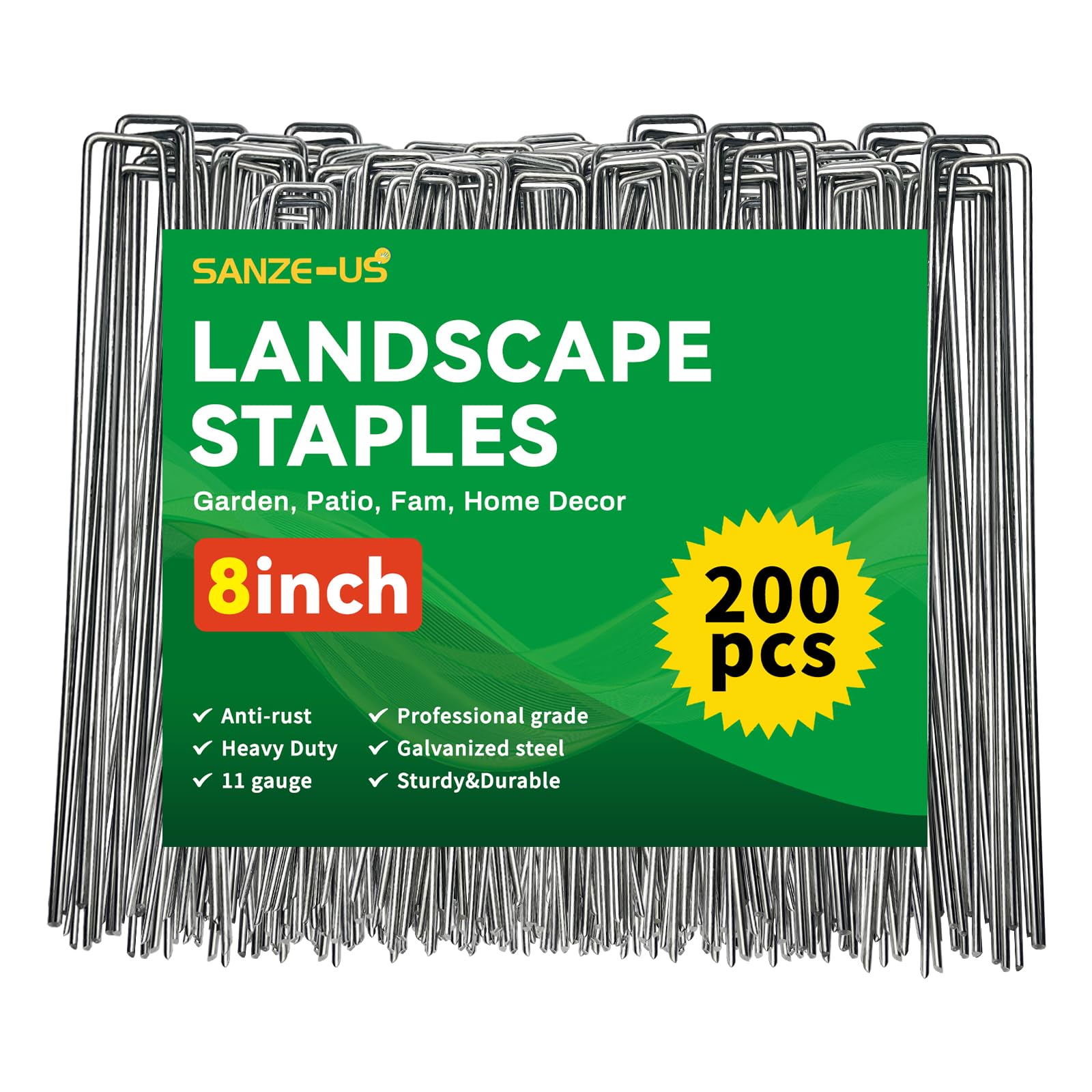 Amazon.com : 200 Pack Landscape Staples 8 Inches 10 Gauge Galvanized ...