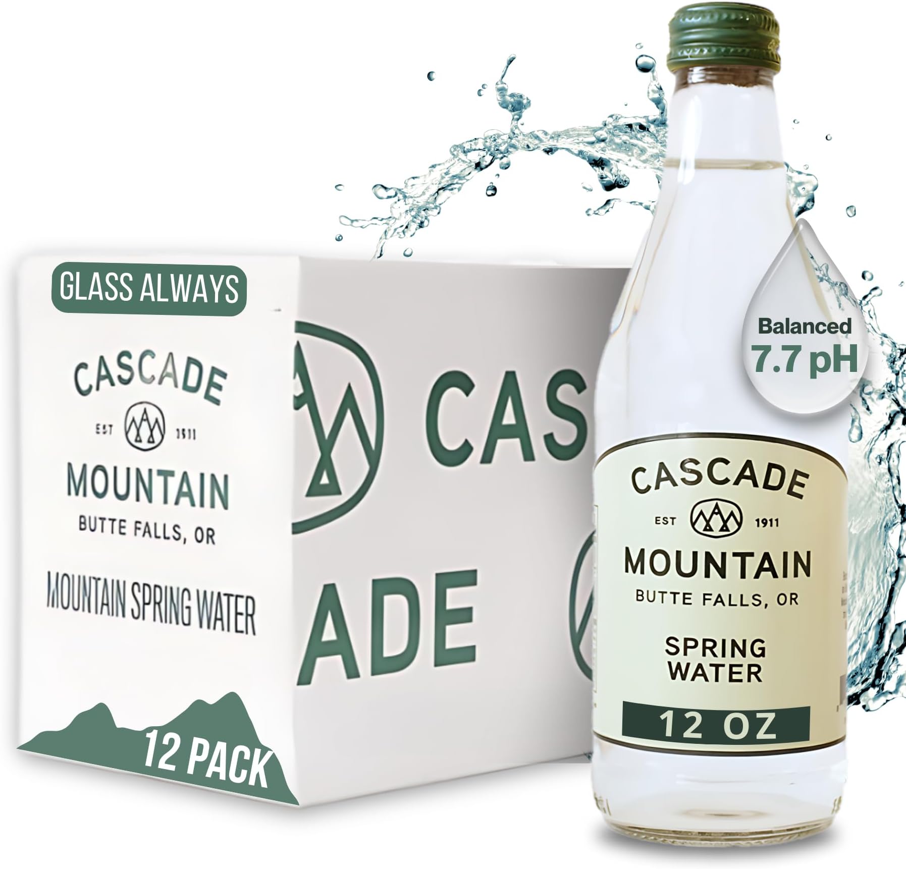 Amazon.com: Cascade Mountain Spring Water in Glass Bottles | 12oz (12 ...