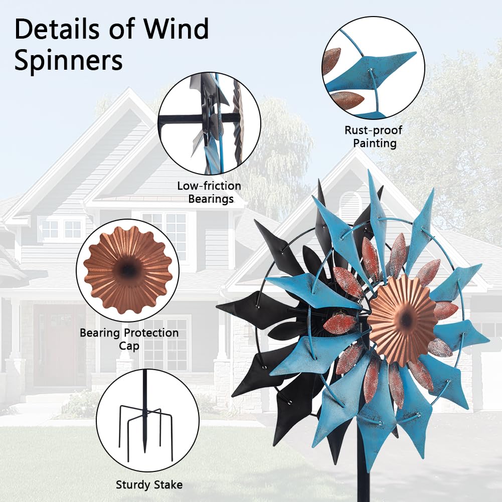 Snapklik.com : Wind Spinners Outdoor, Metal Wind Spinner, 13.4" W X66 H ...