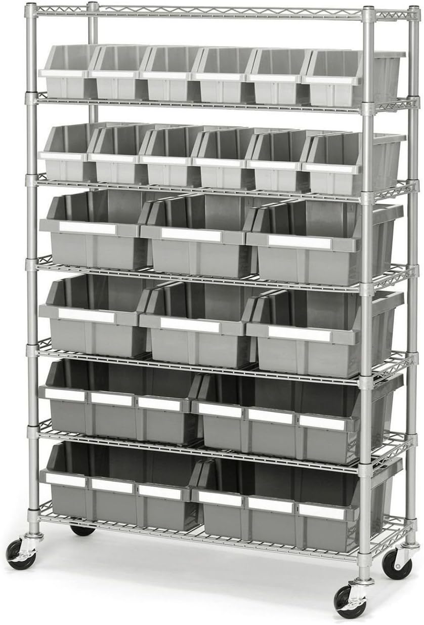 Amazon.com: Seville Classics Commercial 7-Tier Platinum/Gray NSF 22-Bin ...