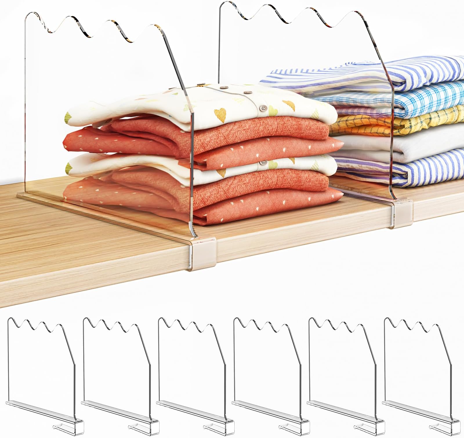 Amazon.com: mioule Shelf Dividers - Clear Plastic Acrylic Tall Cabinet ...