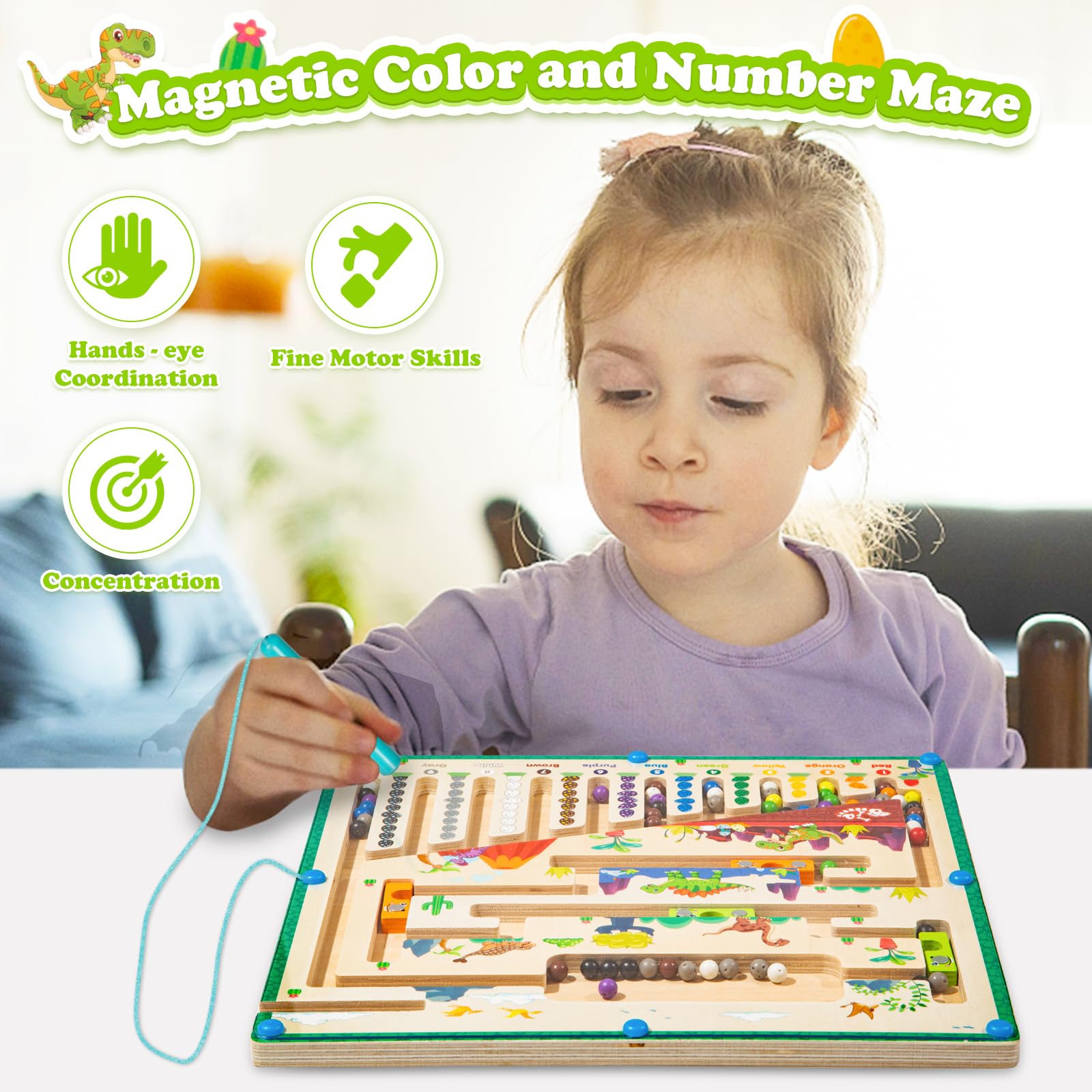 Snapklik.com : Magnetic Color And Number Maze, Montessori Toy For ...