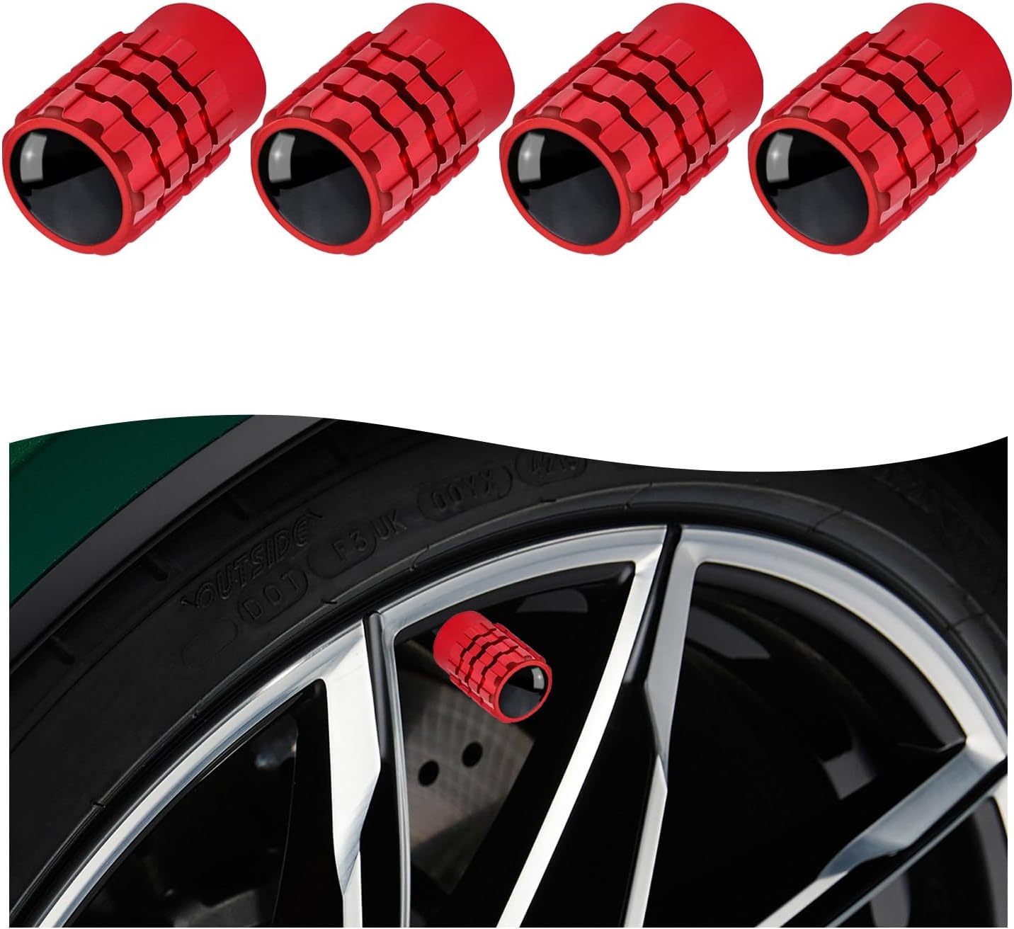 Amazon.com: Dickno 4 PCS Tire Valve Stem Caps, Leakproof Car Tire Air ...