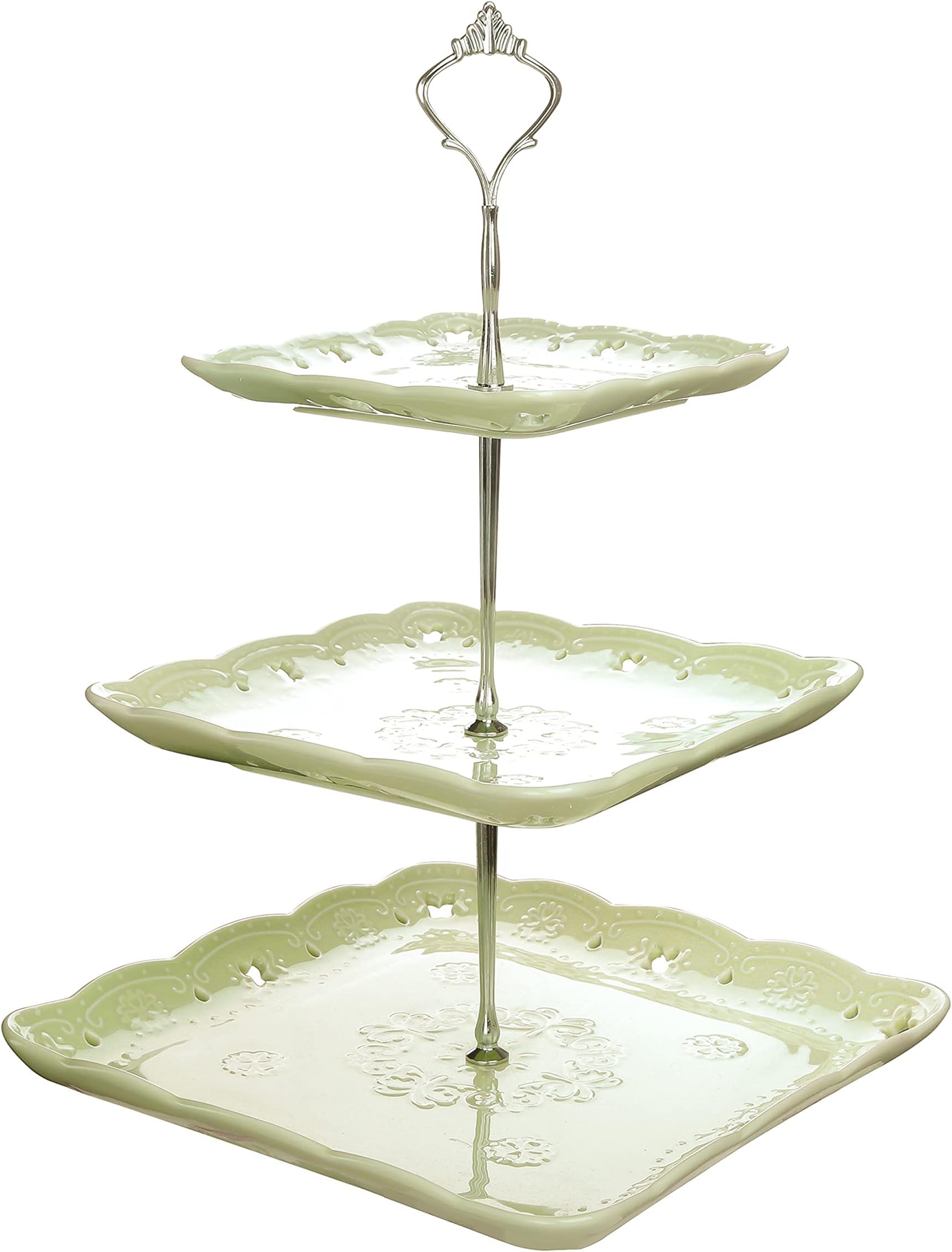 Eidoct 3 Tier Round Porcelain Tiered Cupcake Stand, Tiered Serving ...
