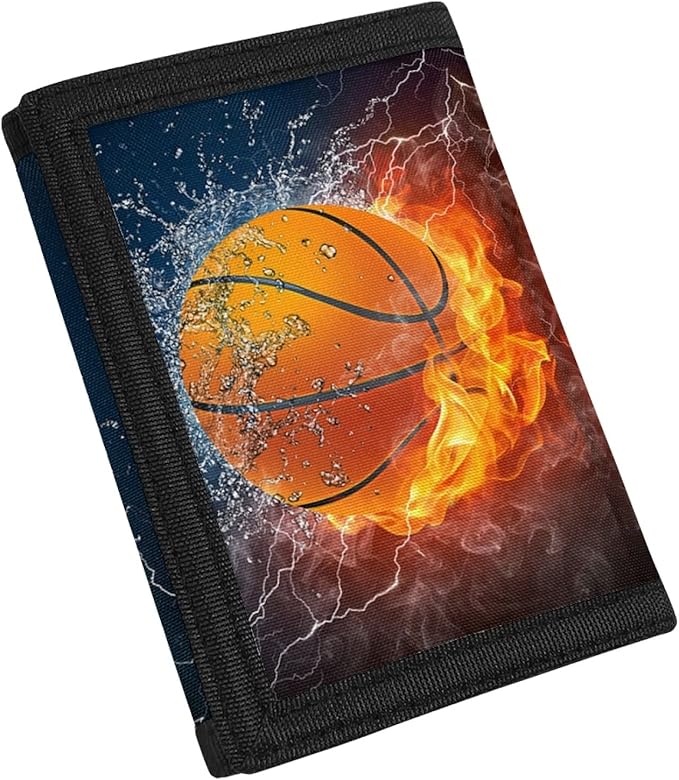 Amazon.com: Coldinair Fire Water Basketball Print Kids Wallet for Boys ...