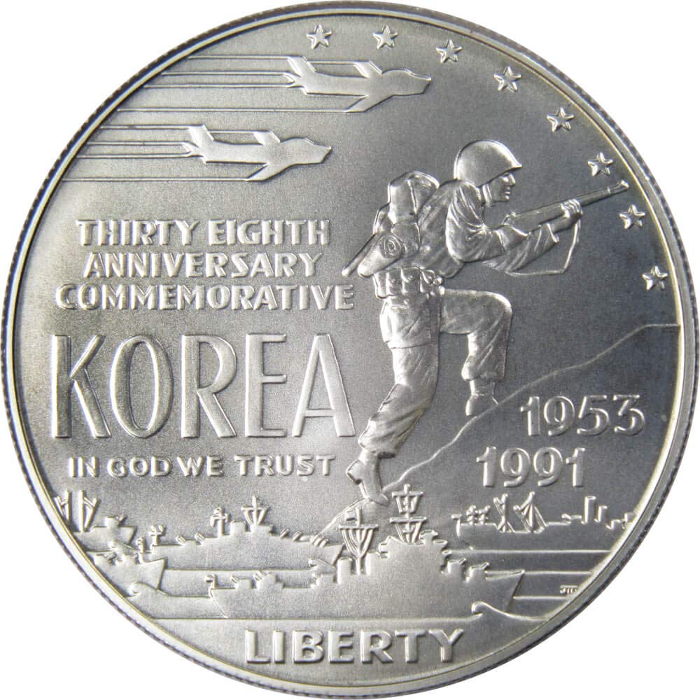 Korean War Memorial Commemorative 1991 D 90% Silver Dollar Uncirculated ...