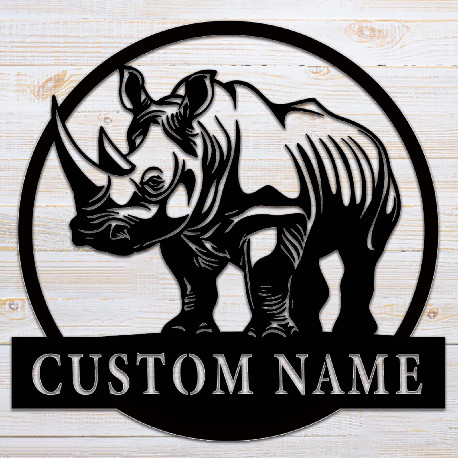 Amazon.com : Custom Rhino Metal Wall Sign - Personalized Rhino Metal ...
