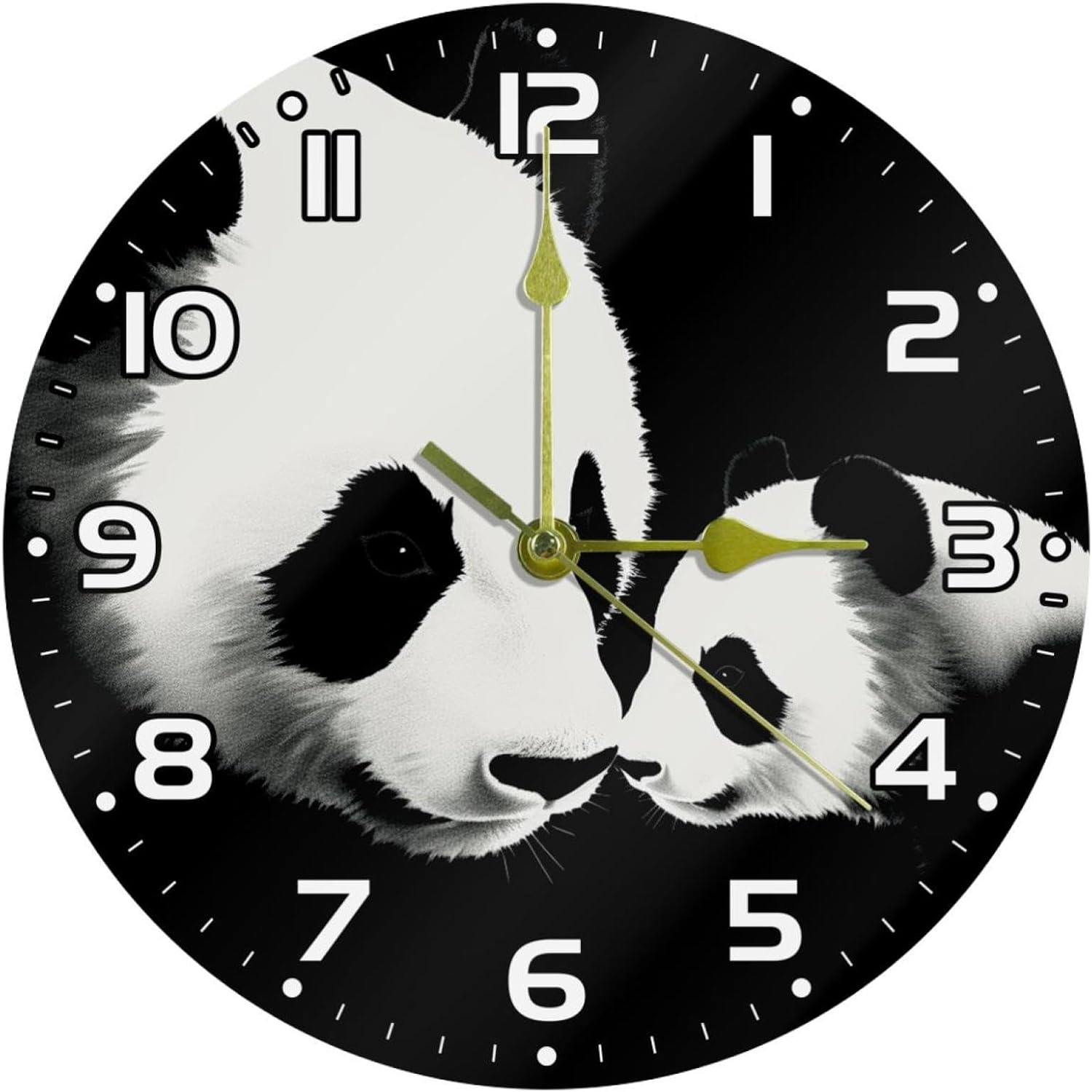 Wall Clock,Clocks for Bedroom,Battery Operated,Cute Panda Mom and Son ...