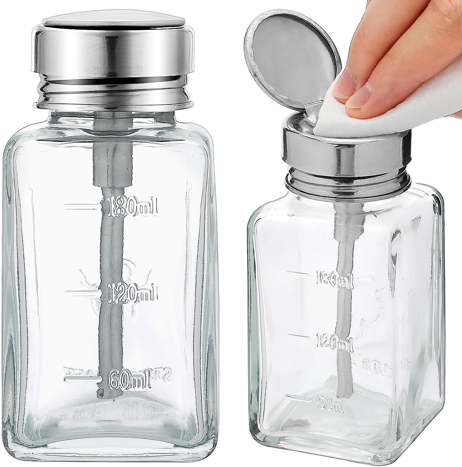 Amazon.com: 2 Pcs 6 Oz/ 180 ml Clear Pump Dispenser Bottle with Metal ...