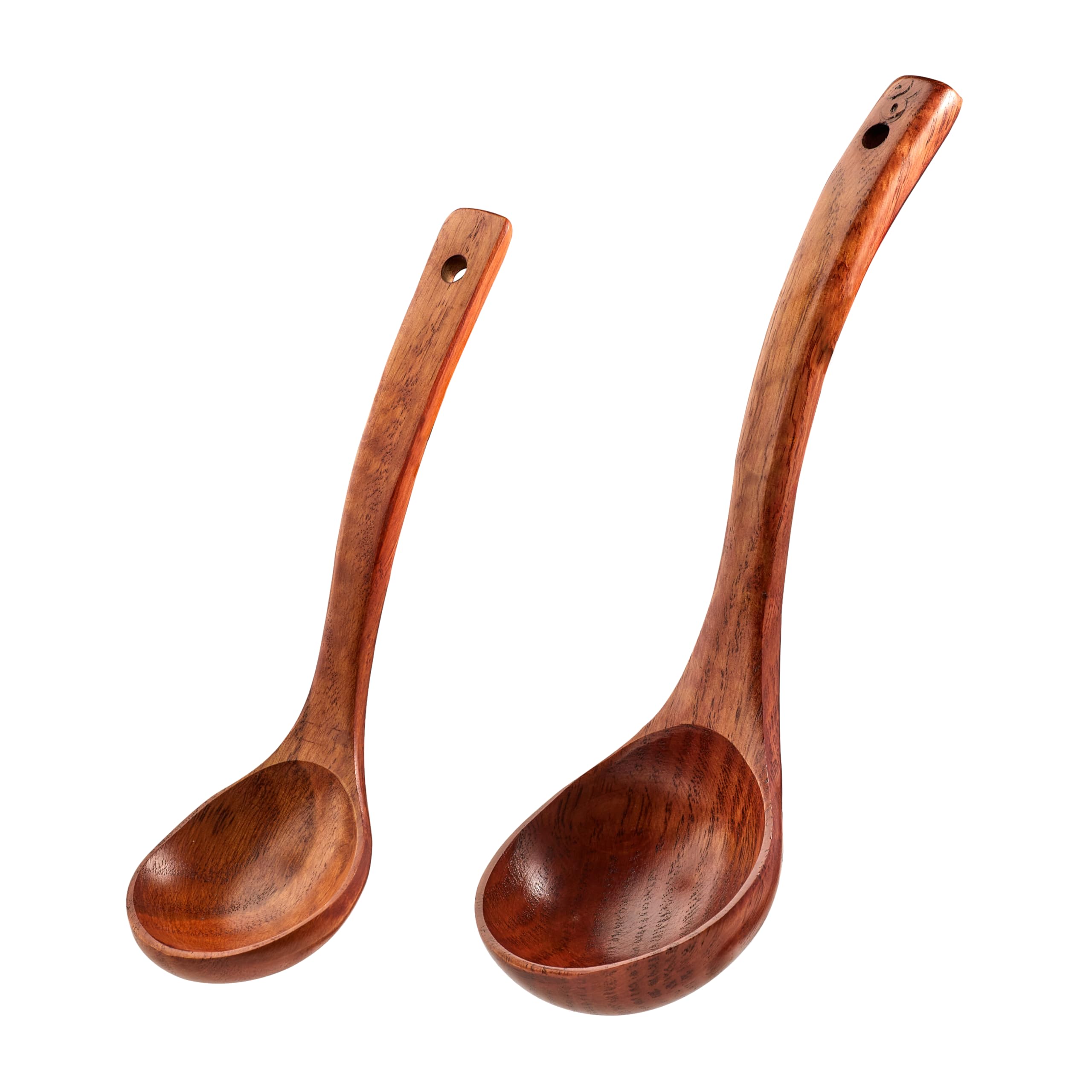 Amazon.com: Wooden Ladle Spoon - Set 2 Wooden Soup Ladle for Serving ...