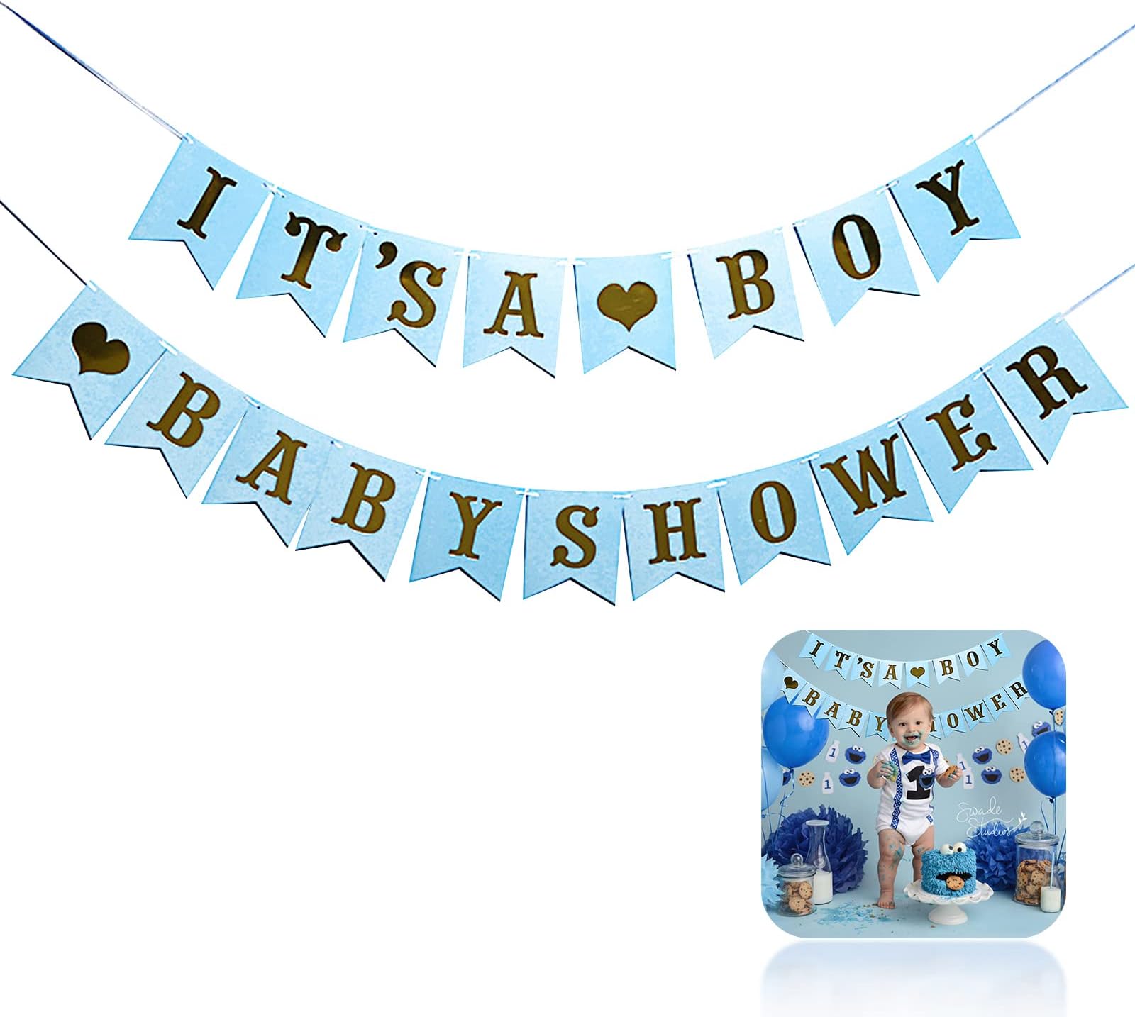 Amazon.com: Glittery IT'S A BOY Banner for Gender Reveal Party Baby ...