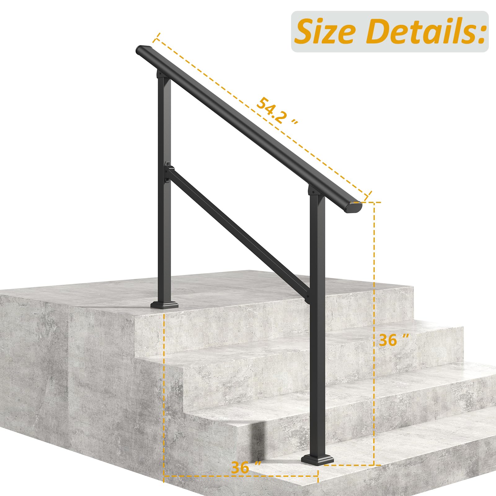 Snapklik.com : ROOMTEC 2 Pack 4 Step Handrails For Outdoor Steps ...