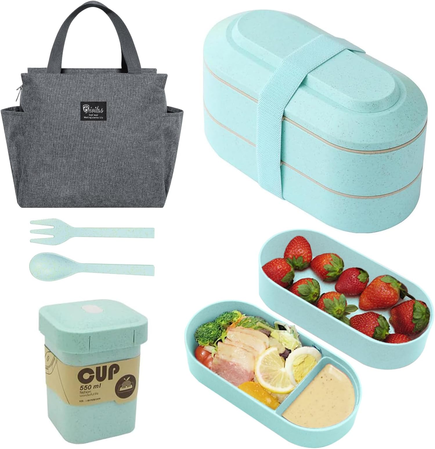 Boîte à lunch de 1400 ml avec 3 compartiments - Boîte à bento à 2 ...