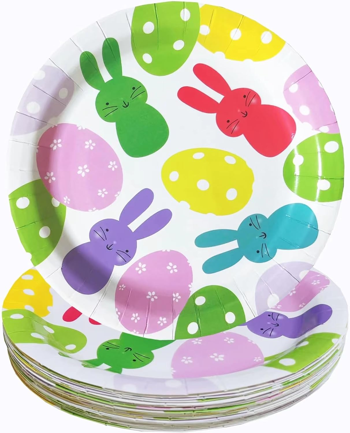 Amazon.com: Visroco 9 inch Easter Party Supplies Bunny Paper Plates-24 ...