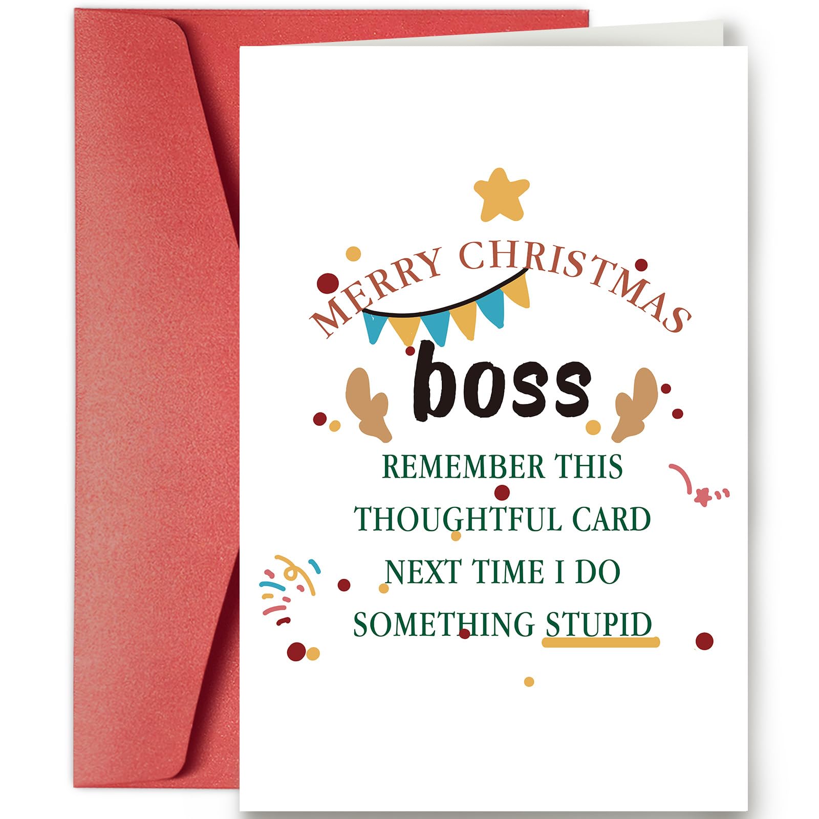 Amazon.com: SuperShunhu Merry Christmas Card for Boss, Happy Christmas ...