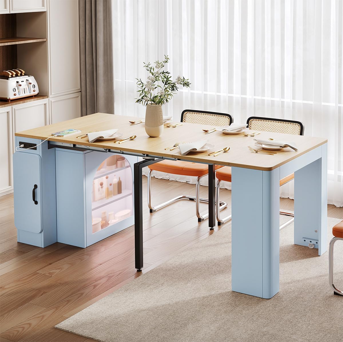 Amazon.com - Hennhari Extendable Console Dining Table with Power Outlet ...