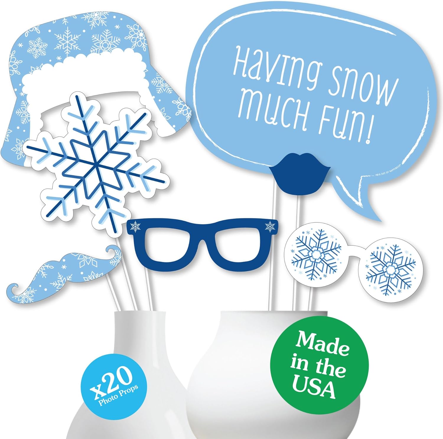 Amazon.com: Big Dot of Happiness Blue Snowflakes - Winter Holiday Party ...