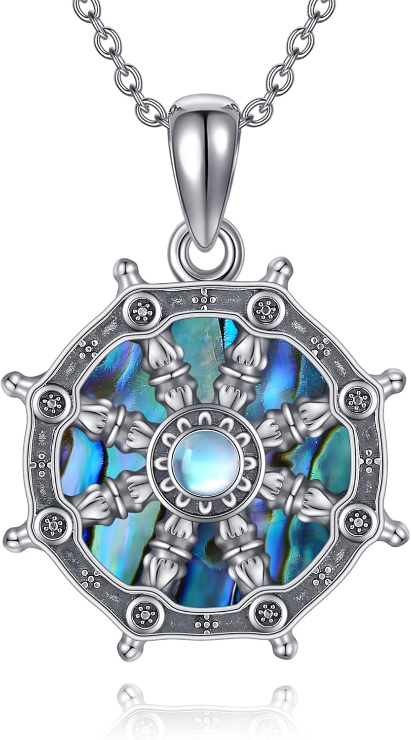 Amazon.com: YAFEINI Buddhist Amulet Necklace Dharma Wheel of Life ...