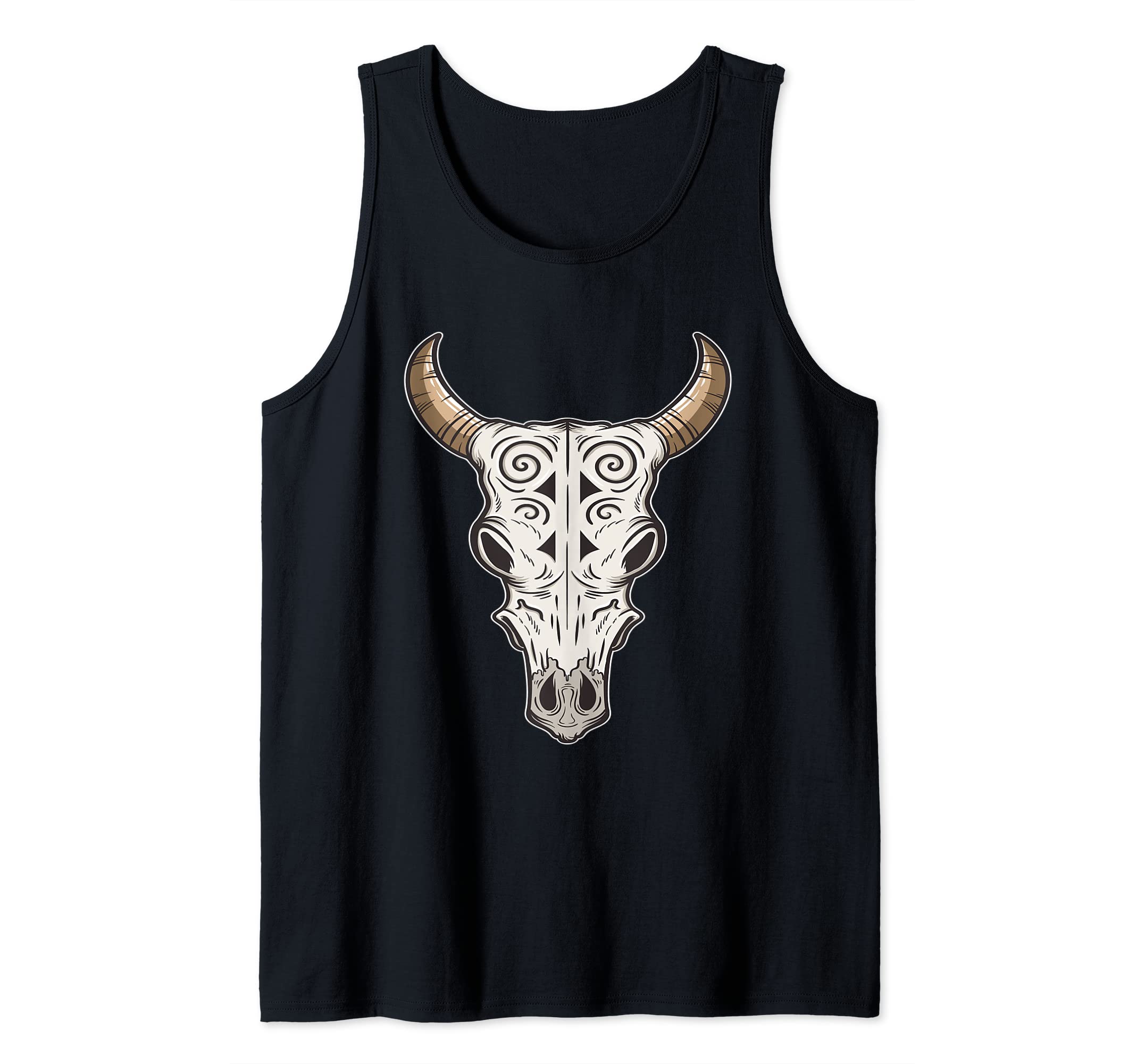 Amazon.com: Steer Head Skull Cow Bull Horn Tribal Boho Tank Top ...