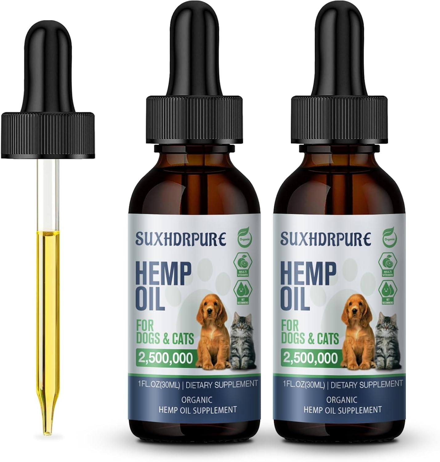 Amazon.com: SUXHDRPURE (2 Pack) Hemp Oil for Dogs and Cats - Helps Pets ...